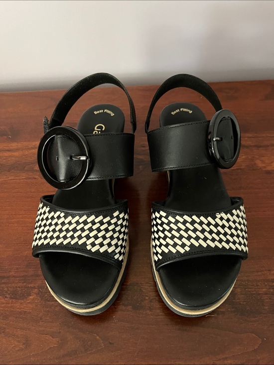 Gabor | Shoes | Gabor Black And White Woven Frontstrap Sandals | Poshmark